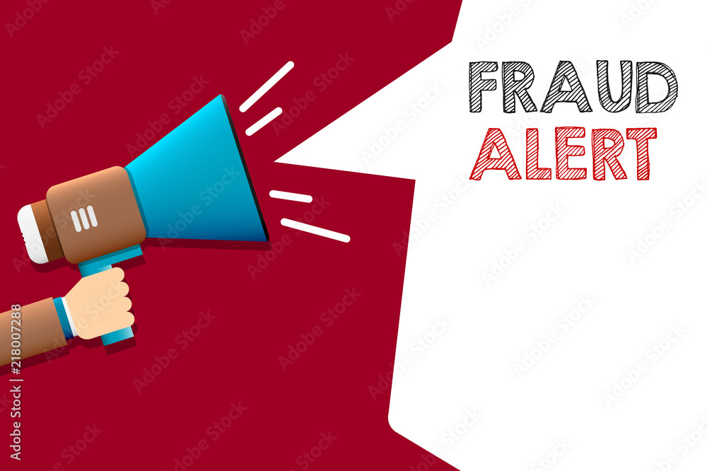 Hand holding megaphone with Fraud Alert text. Hand holding megaphone ...