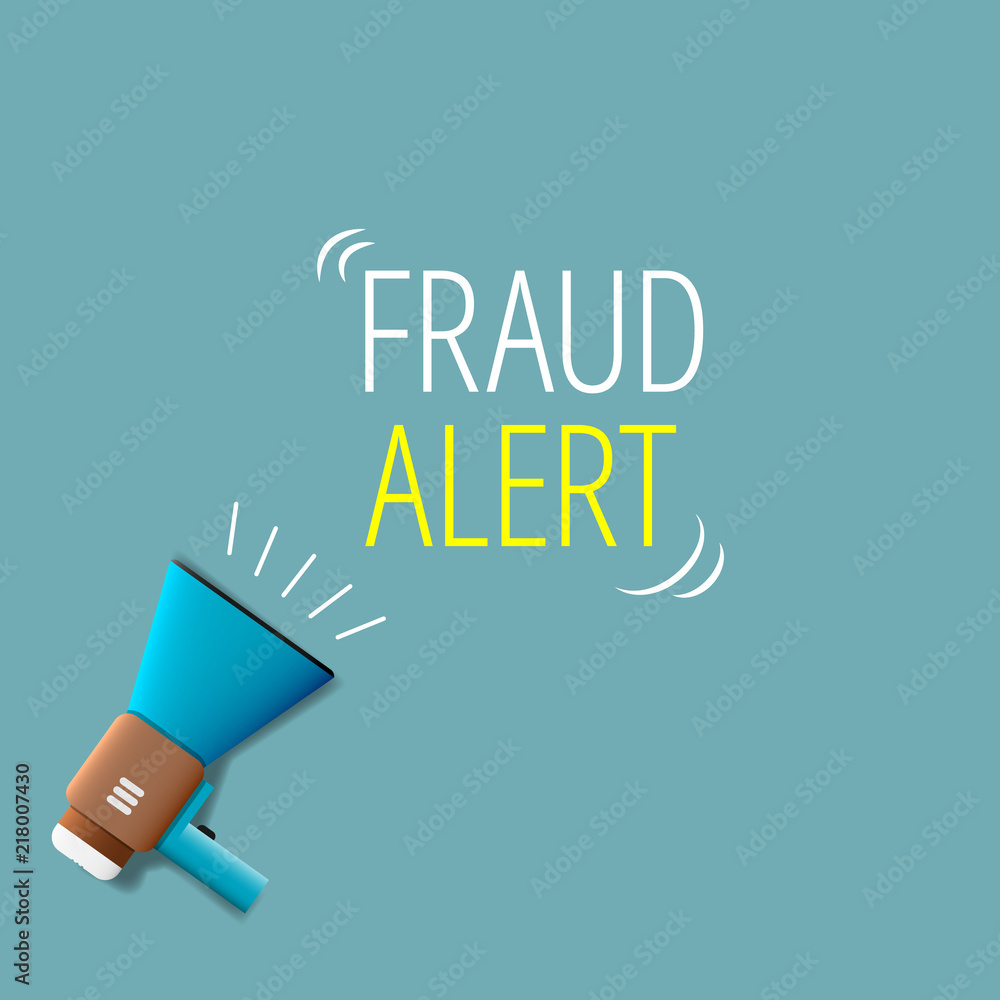 Hand holding megaphone with Fraud Alert text. Hand holding megaphone ...