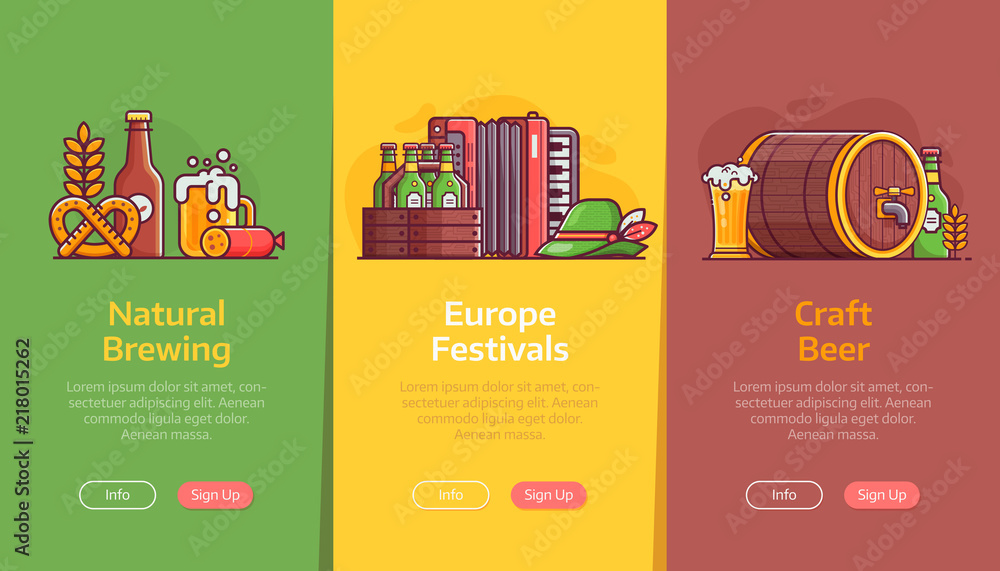 Beer fest, traditional brewery and craft beer banners for ui. Vertical ...