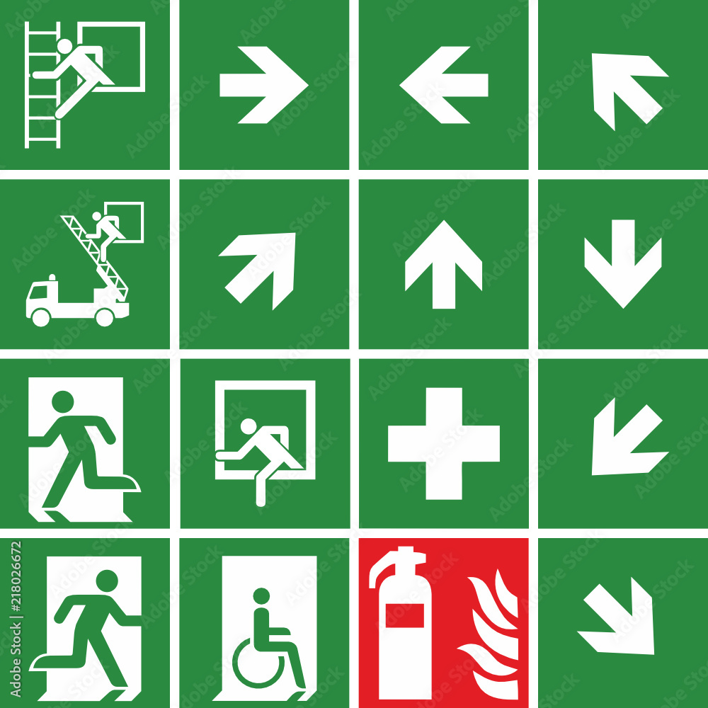 Fluchtwegpiktogramme ISO 7010 Stock Vector | Adobe Stock