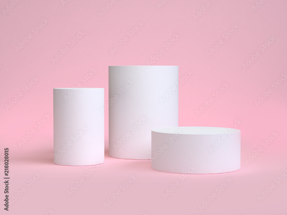 white cylinder shape minimal pink scene 3d rendering Stock Illustration ...