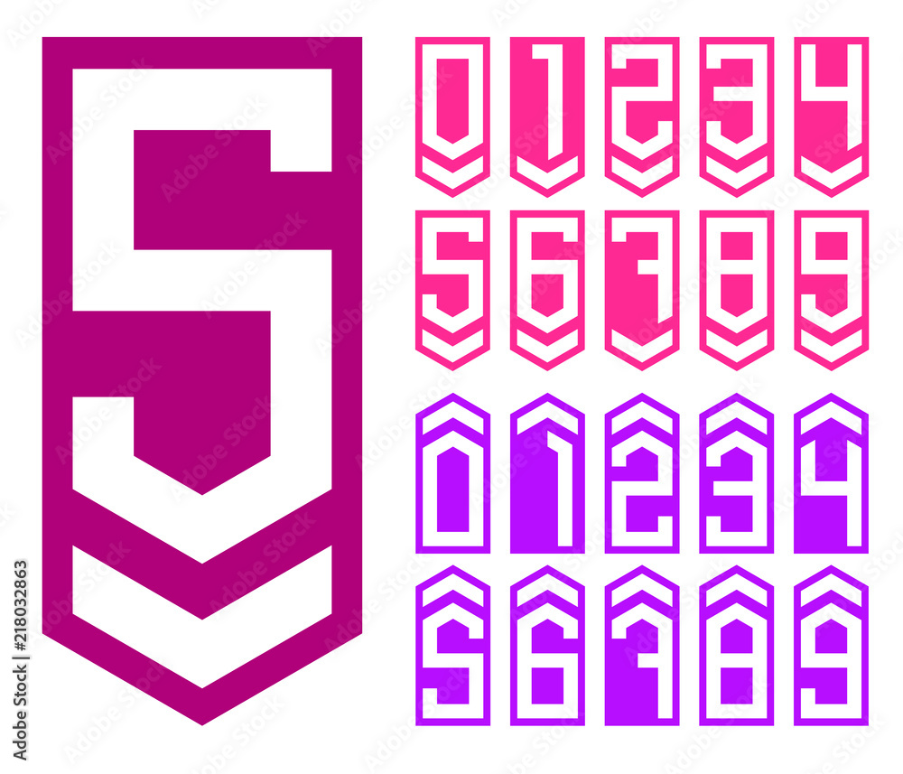 Vecteur Stock Collection of the white flat digits with isometric down ...