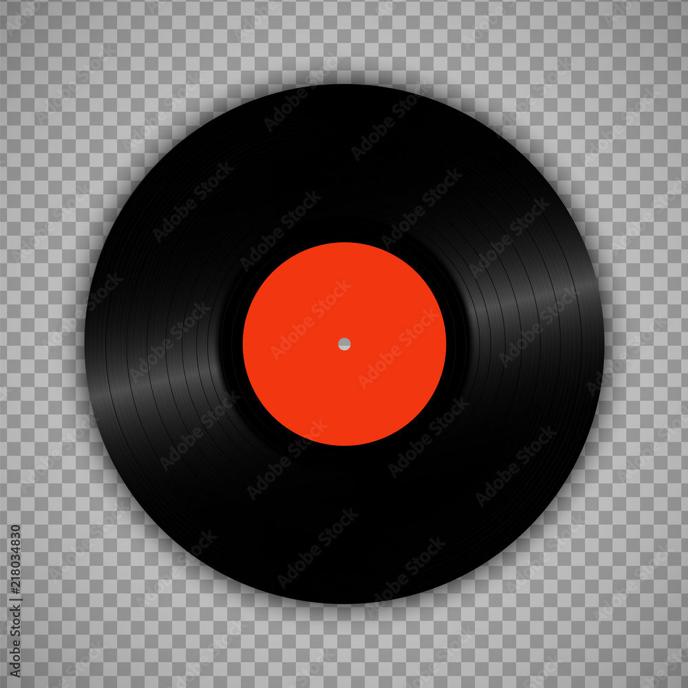 Retro vinyl record isolated on transparent. Vintage 1980s muscal album ...