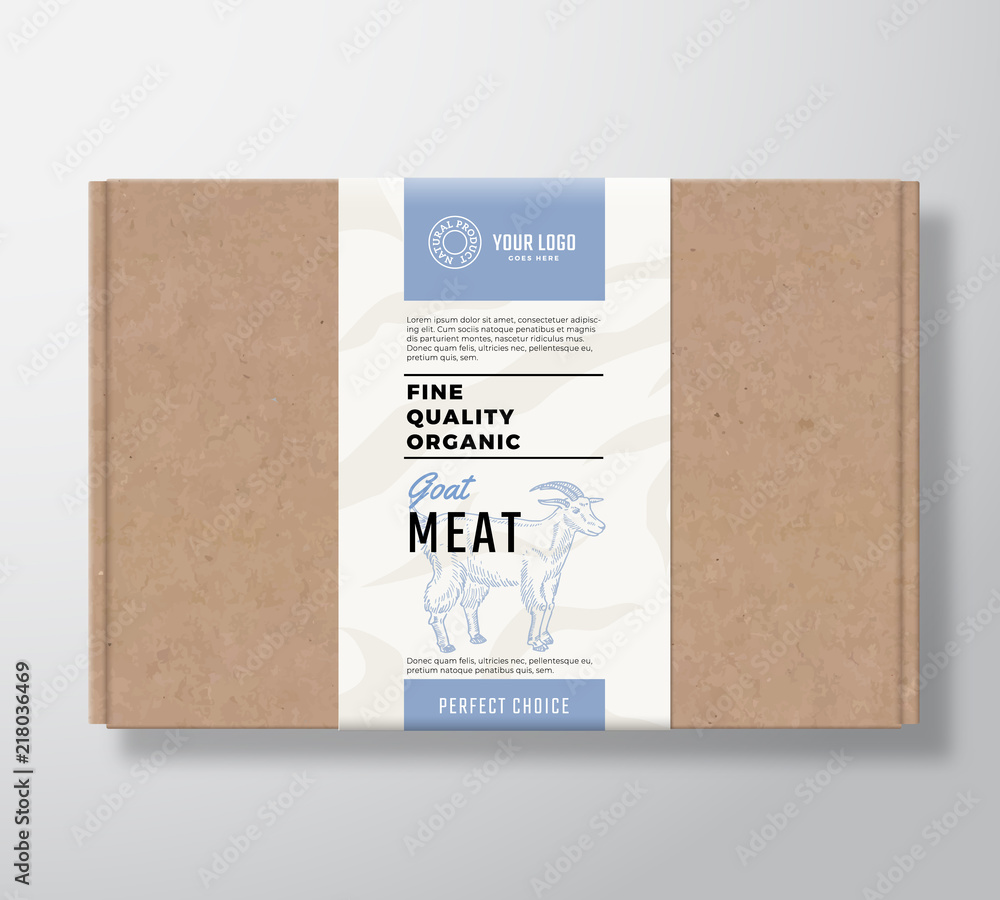 Fine Quality Organic Goat Craft Cardboard Box. Abstract Vector Meat ...