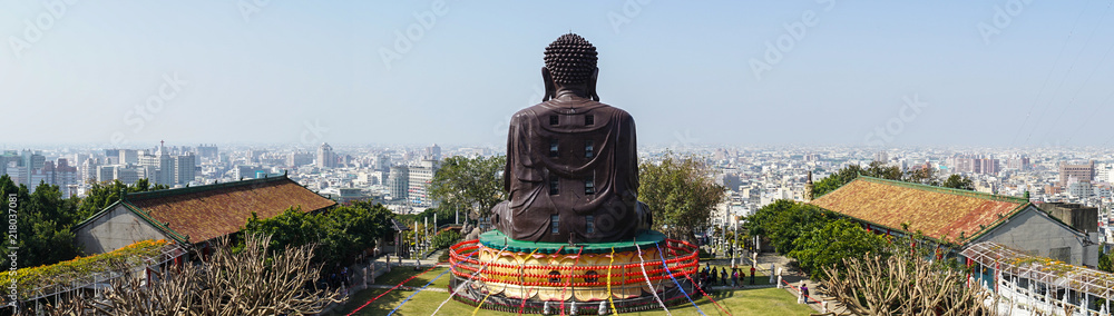 Changhua cityscape panorama view with the back of Baguashan great ...