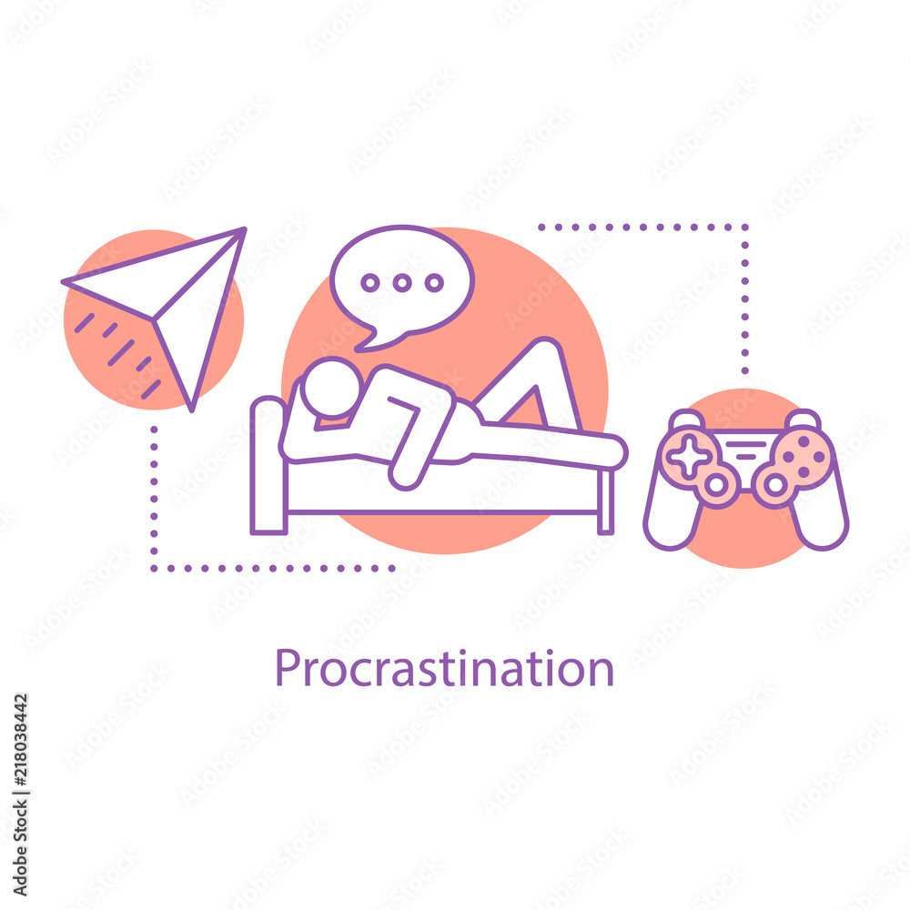 Procrastination concept icon Stock Vector | Adobe Stock