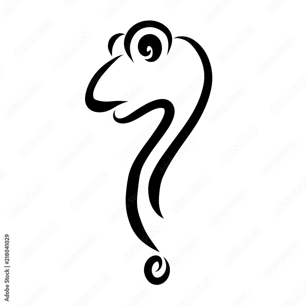 Question mark, snake head or turtle, funny animal Stock Illustration ...