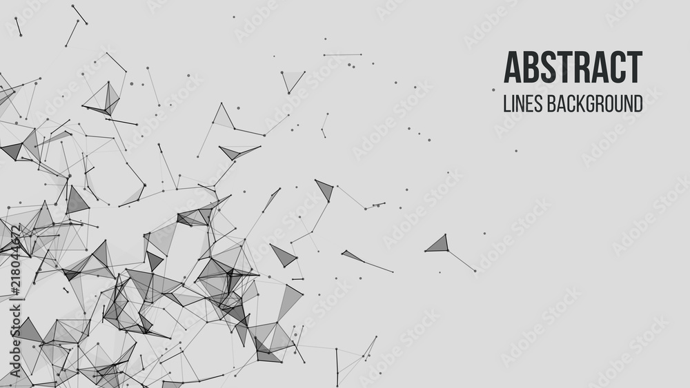 Vector technology background. Plexus effect. Abstract polygonal background with connecting dots ...