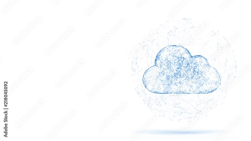 cloud computing, tech animation of cloud symbol from the chaotically ...