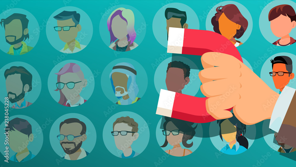 Customer Retention Vector. Businessman Hand With Giant Magnet ...