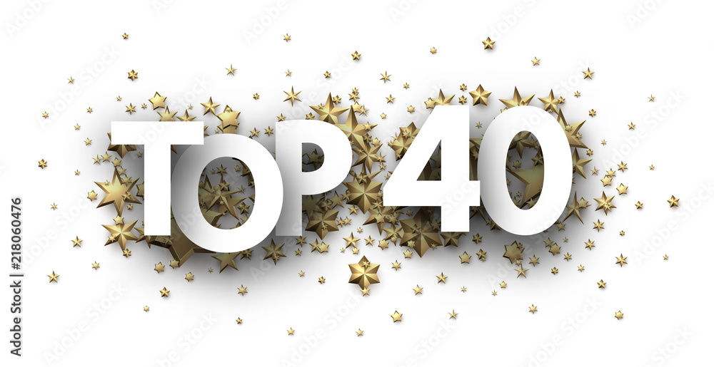 Top 40 sign with gold stars. Rating header. Stock Vector | Adobe Stock