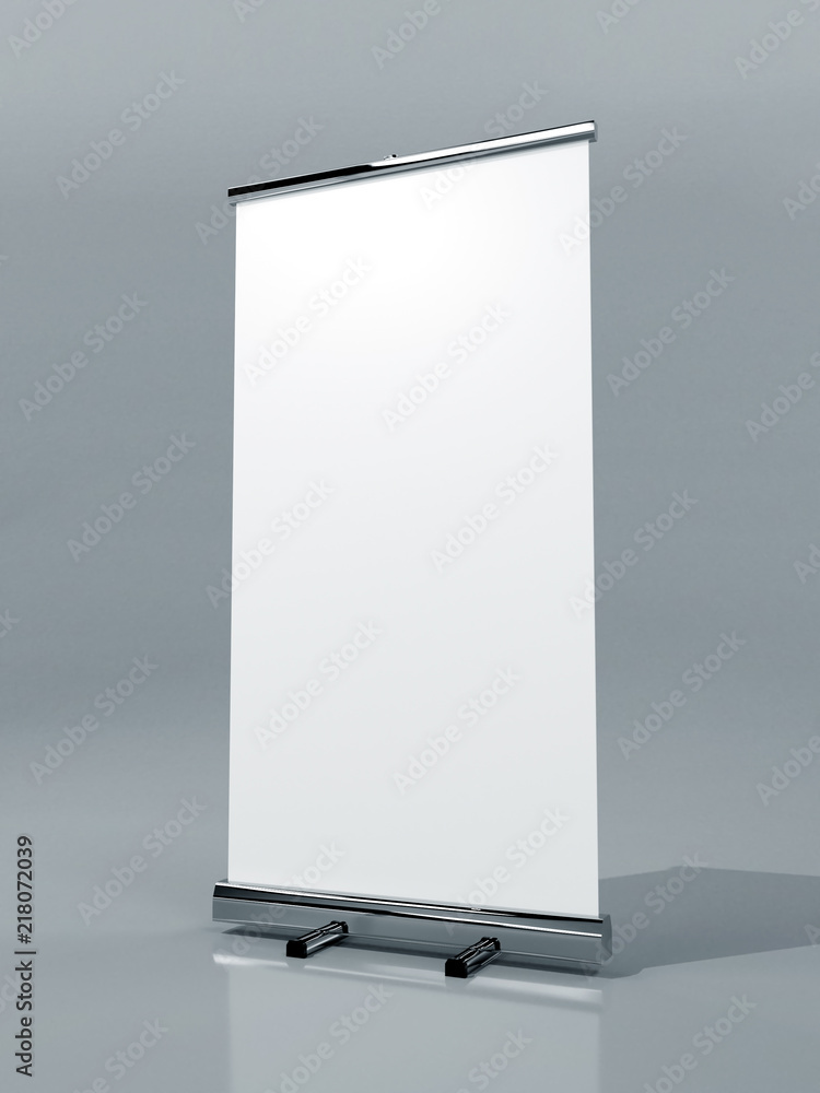 Outdoor Advertising Stand Banner (empty roll-up poster) - mockup ...
