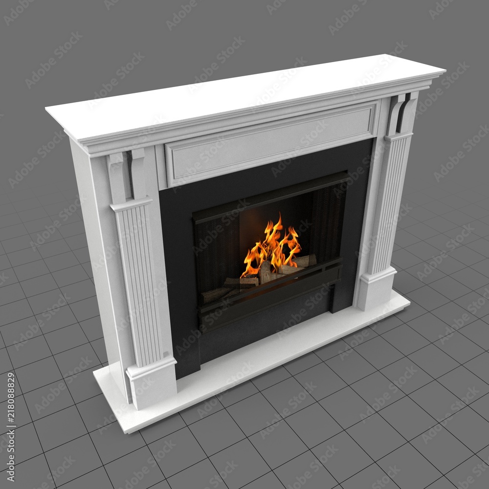 Modern home fireplace Stock 3D asset | Adobe Stock