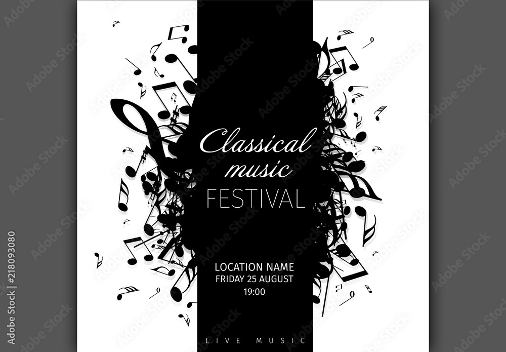 Concert Flyer Layout with Music Notes Stock Template | Adobe Stock