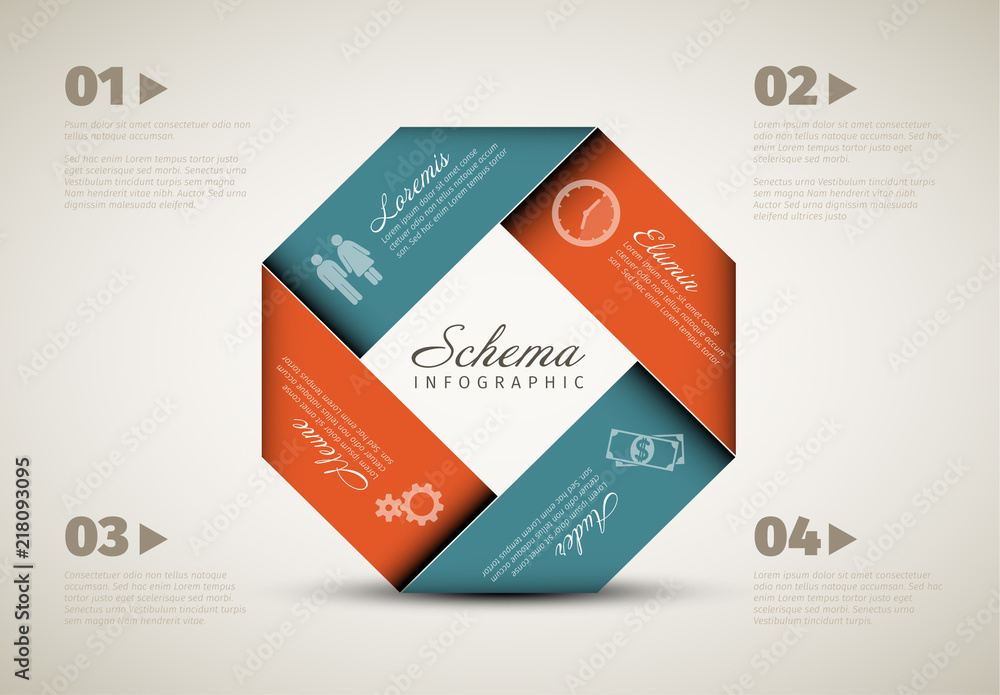 Infographic Layout with Blue and Orange Elements Stock Template | Adobe ...