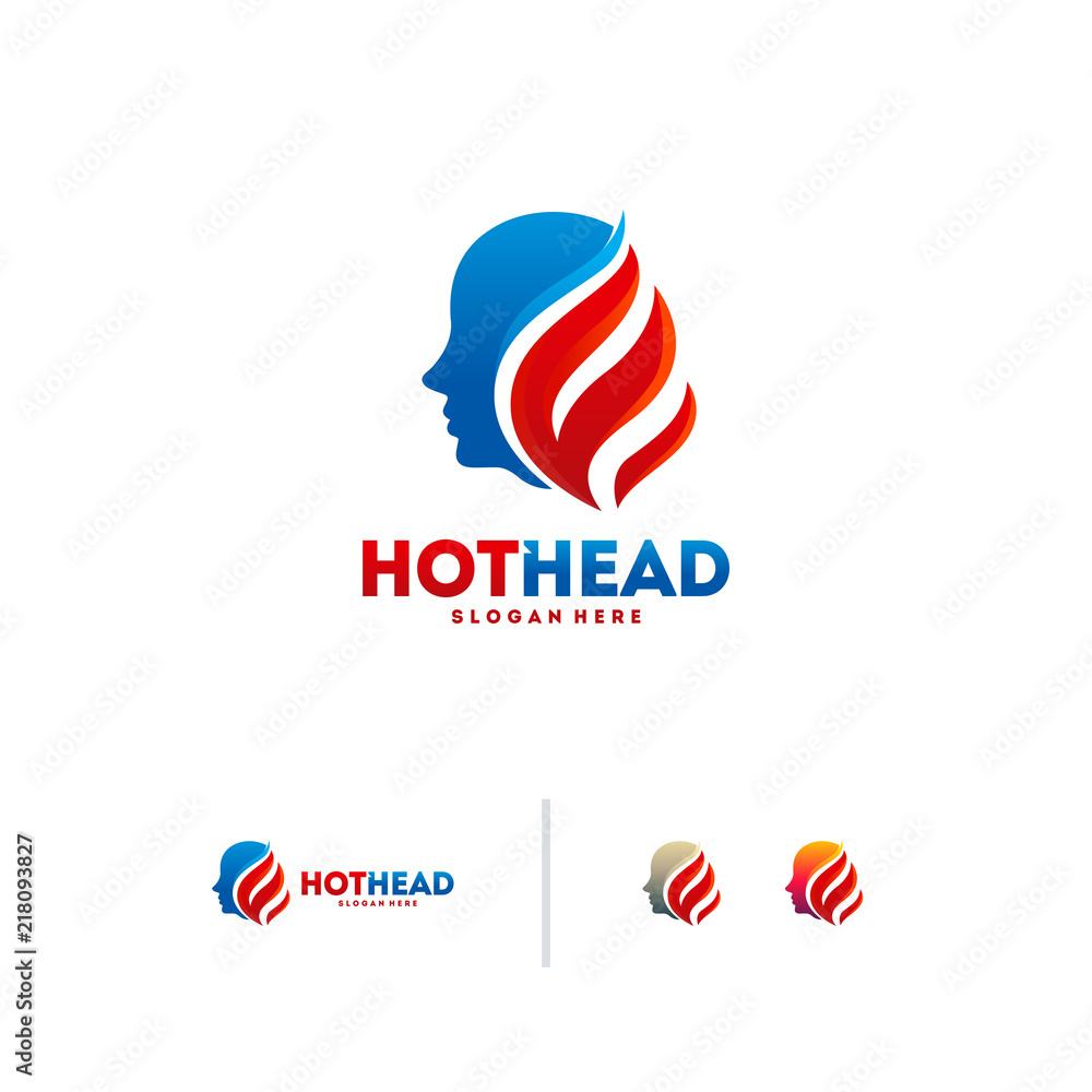 Hot Head Mind logo designs concept vector, Fire Think logo template ...