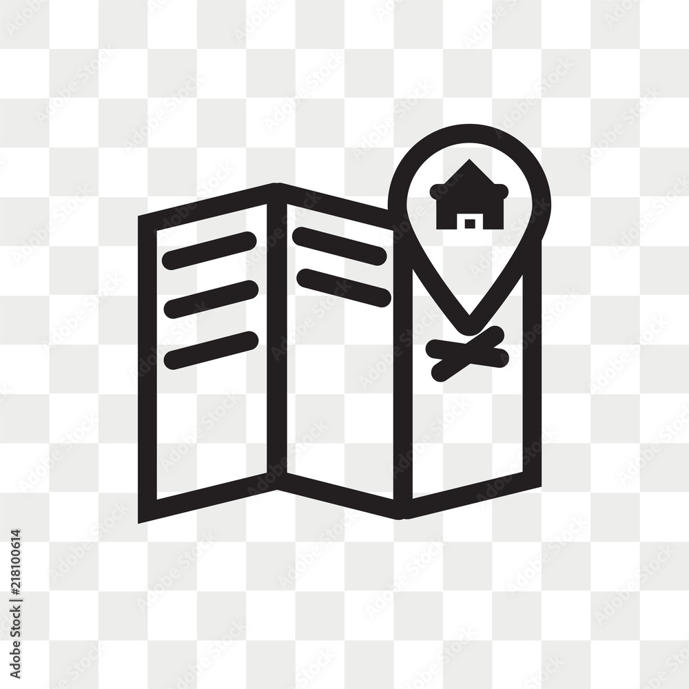 Unfolded map with location mark vector icon isolated on transparent ...