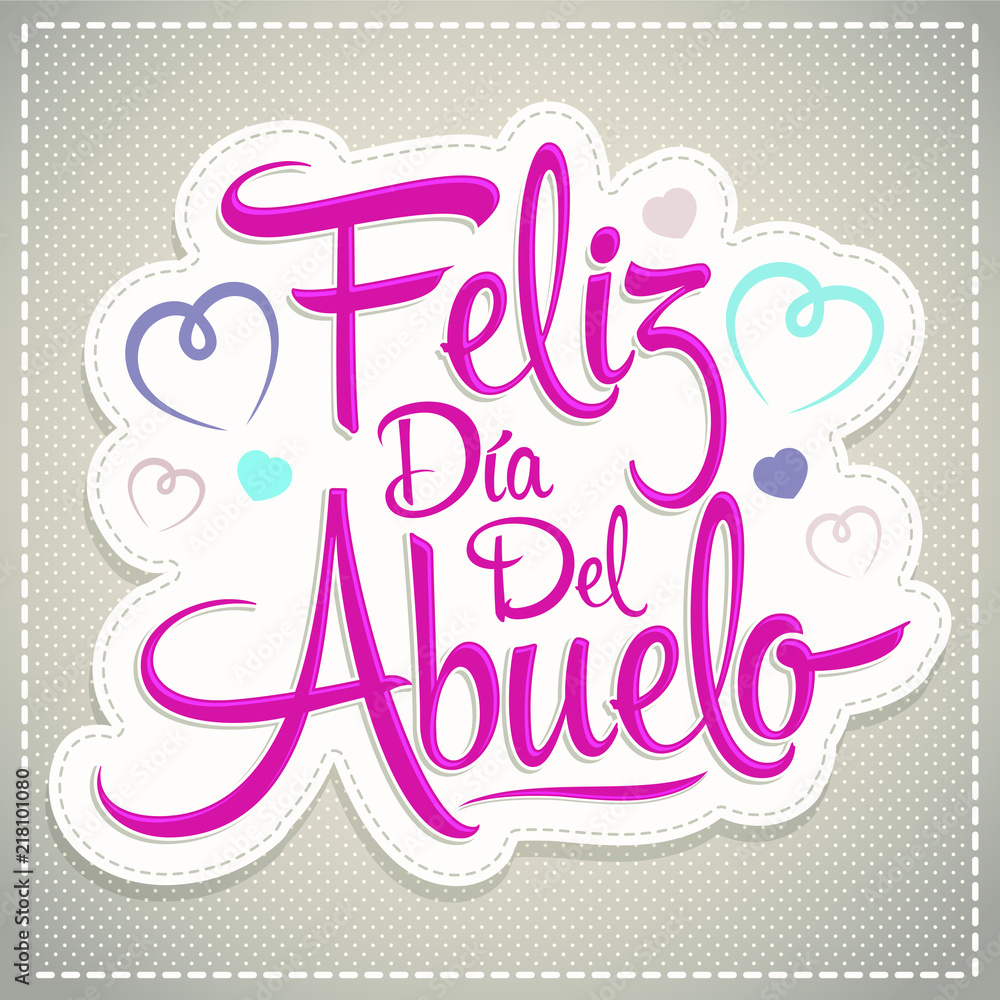Feliz dia del abuelo, Happy grandparent day spanish text, vector ...