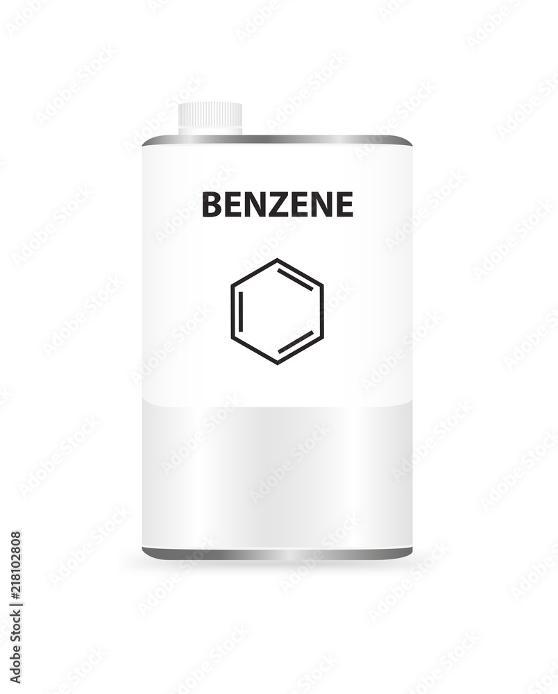 Vector metal liquid container can with benzene. Illustration of a ...