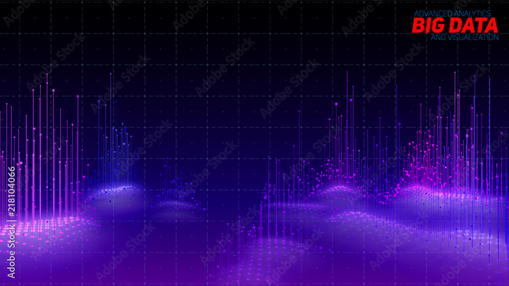 Vector abstract 3D big data visualization. Futuristic infographics ...