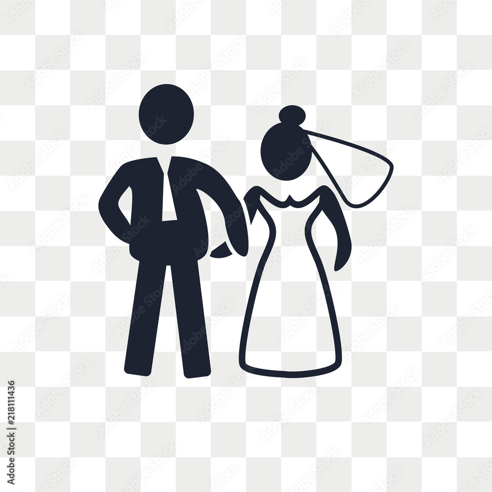 Newlyweds vector icon isolated on transparent background, Newlyweds ...