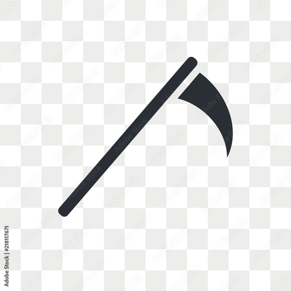 Scythe vector icon isolated on transparent background, Scythe logo ...