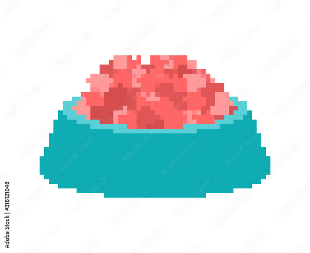 Pet food bowl pixel art. 8 bit Cat and dog plate. Vector illustration ...