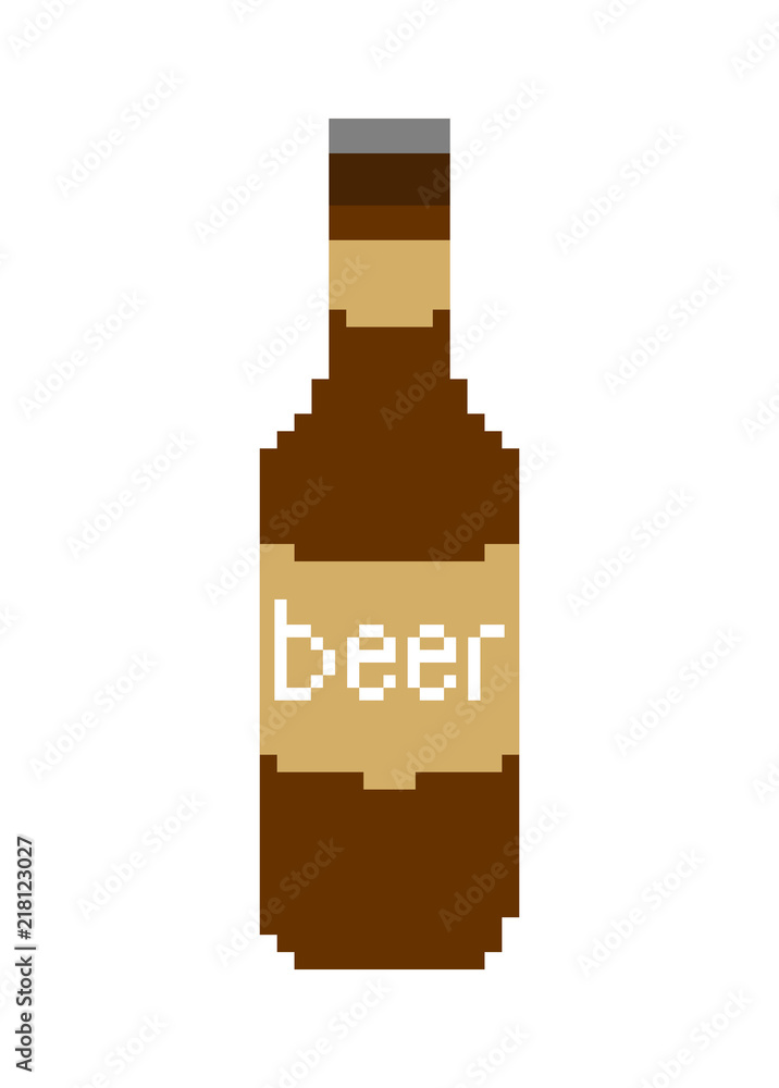 Bottle beer pixel art. 8 bit Vector illustration Stock Vector | Adobe Stock