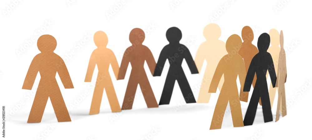 Paper Man Standing out of the Circle of People Stock Photo | Adobe Stock