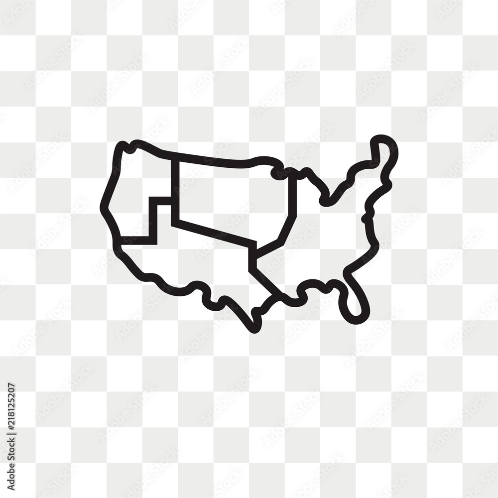 US map vector icon isolated on transparent background, US map logo ...