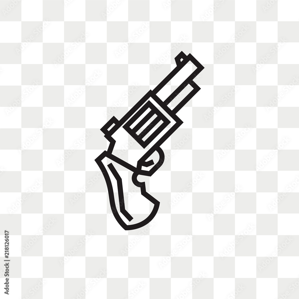 Pistol vector icon isolated on transparent background, Pistol logo ...