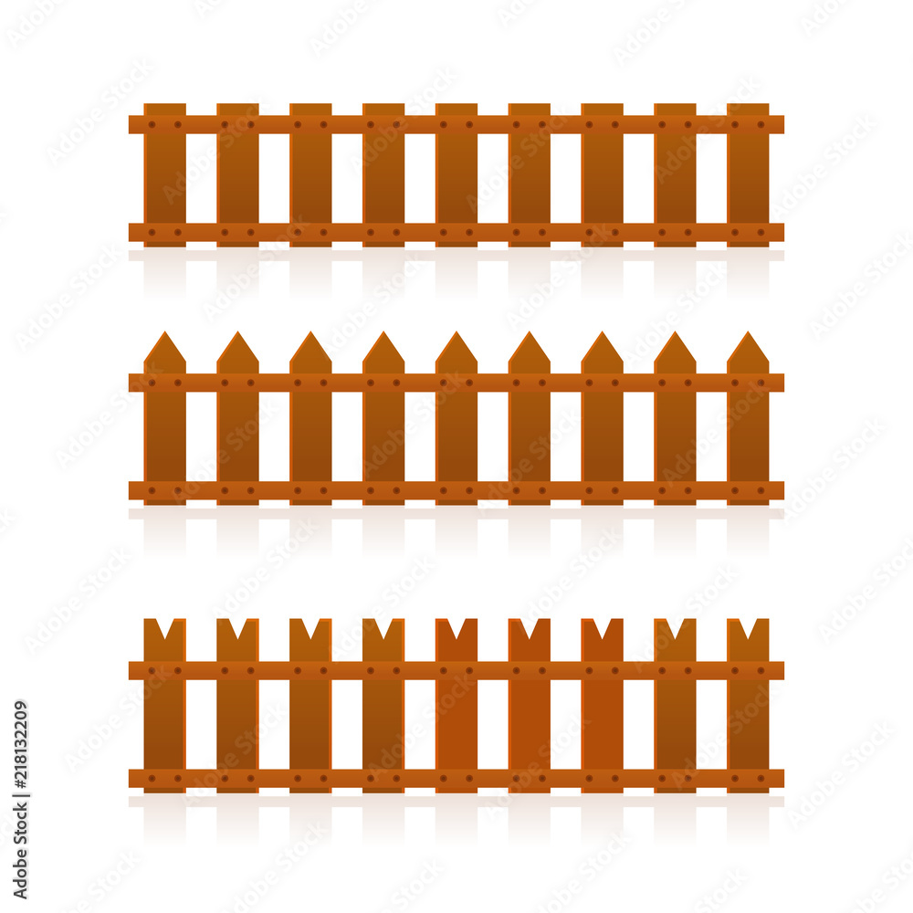 Cartoon vector set fence elements for design, wooden fences and gate on ...