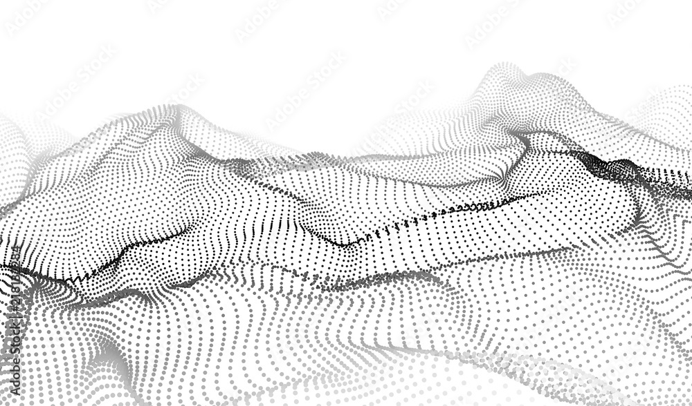 Wave of particles. Big data code representation.Graphic concept for ...