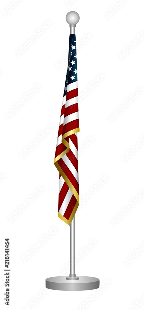 American flag hanging on the metallic pole Stock Illustration | Adobe Stock