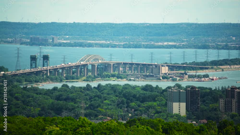 Traffic visible on Hamilton Skyway Bridge from very far away with heat ...