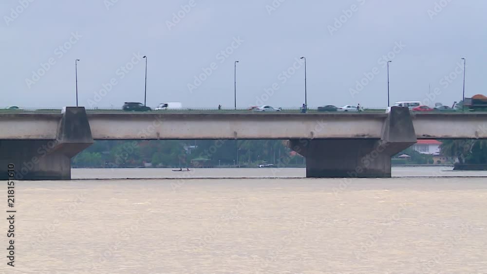 Central part of the Charles de Gaulle bridge in Abidjan between the ...