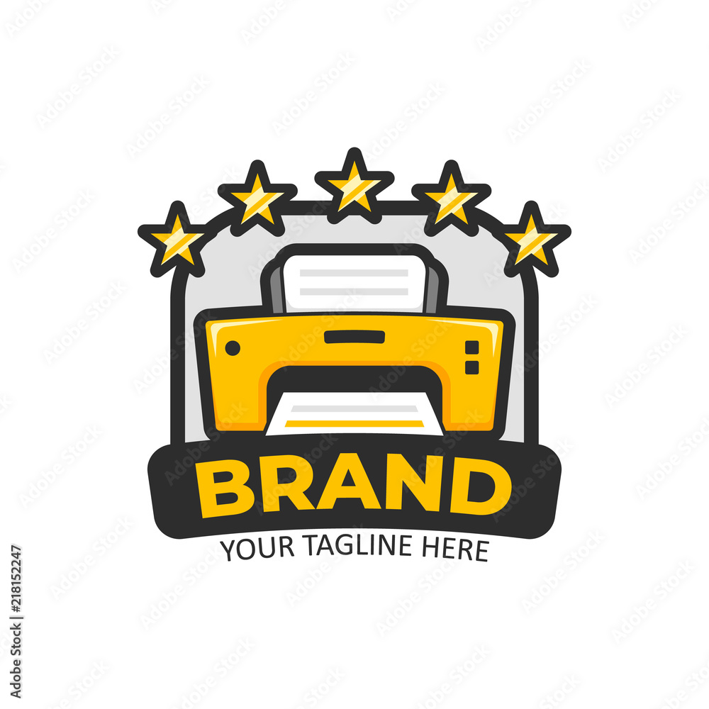 5 five stars golden printer logo icon badge sticker illustration Stock ...