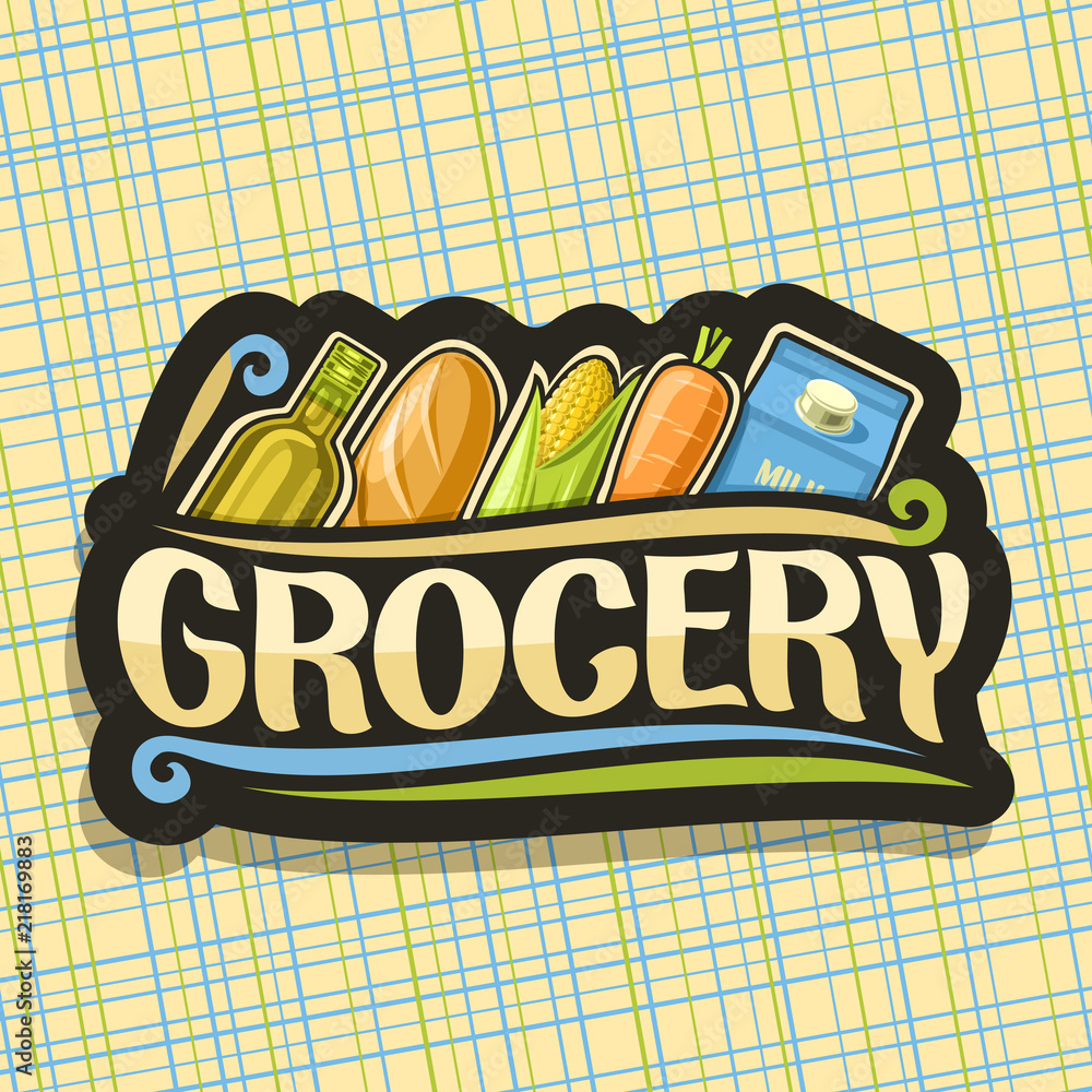 Vector logo for Grocery Store, black sign with cooking oil, french ...