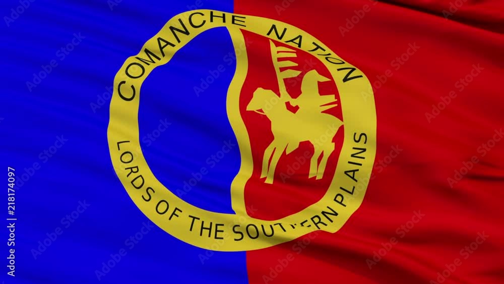 The Comanche Nation Indian Flag, Closeup View Realistic Animation ...