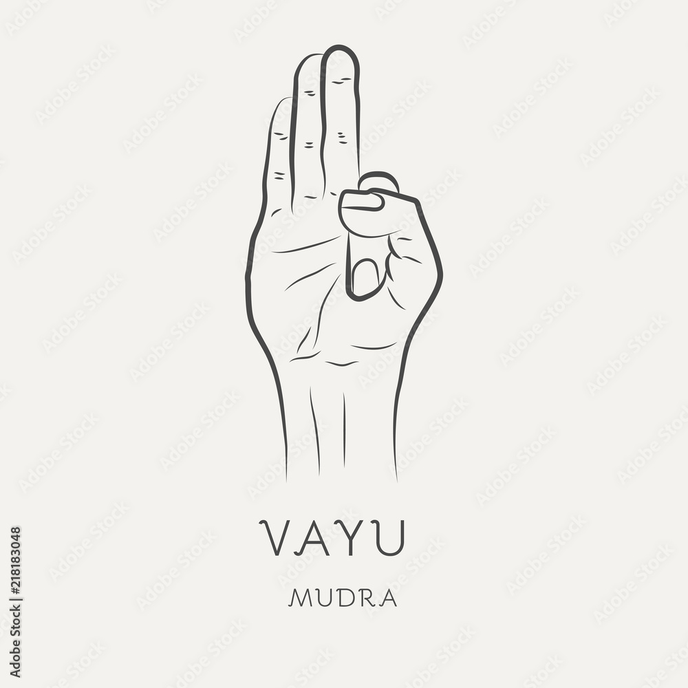 Vayu mudra - gesture in yoga fingers. Symbol in Buddhism or Hinduism ...