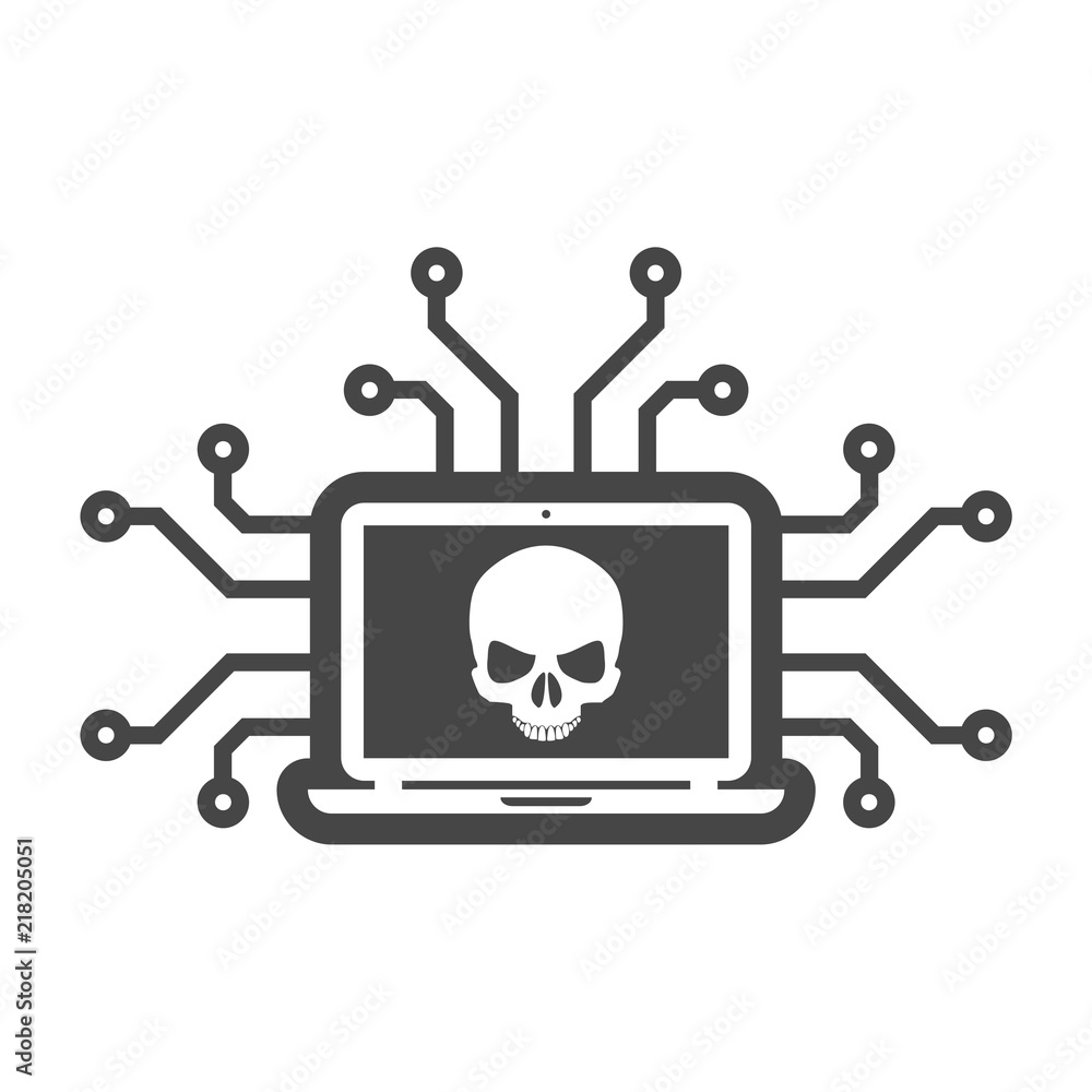 Cyber Attack icon, Hacker Icon, Cyber Crime or threats Stock Vector ...