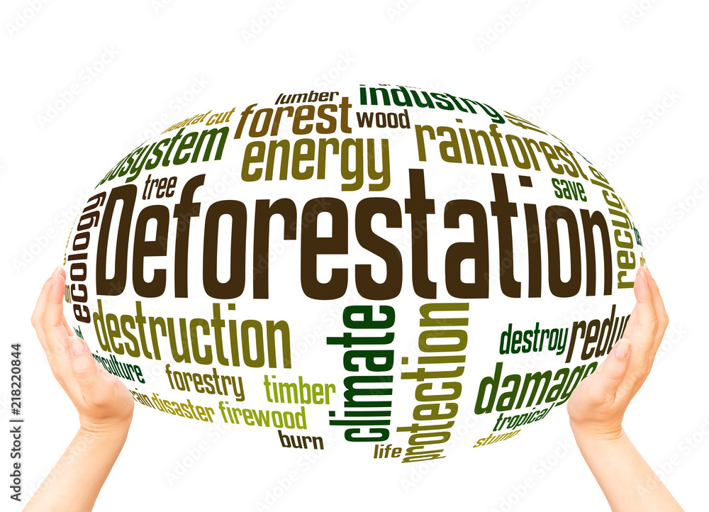 Deforestation word cloud hand sphere concept Stock Illustration | Adobe ...