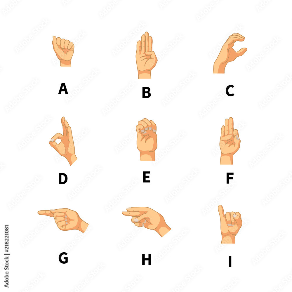 Sign language latin alphabet letters isolated on white Stock Vector ...