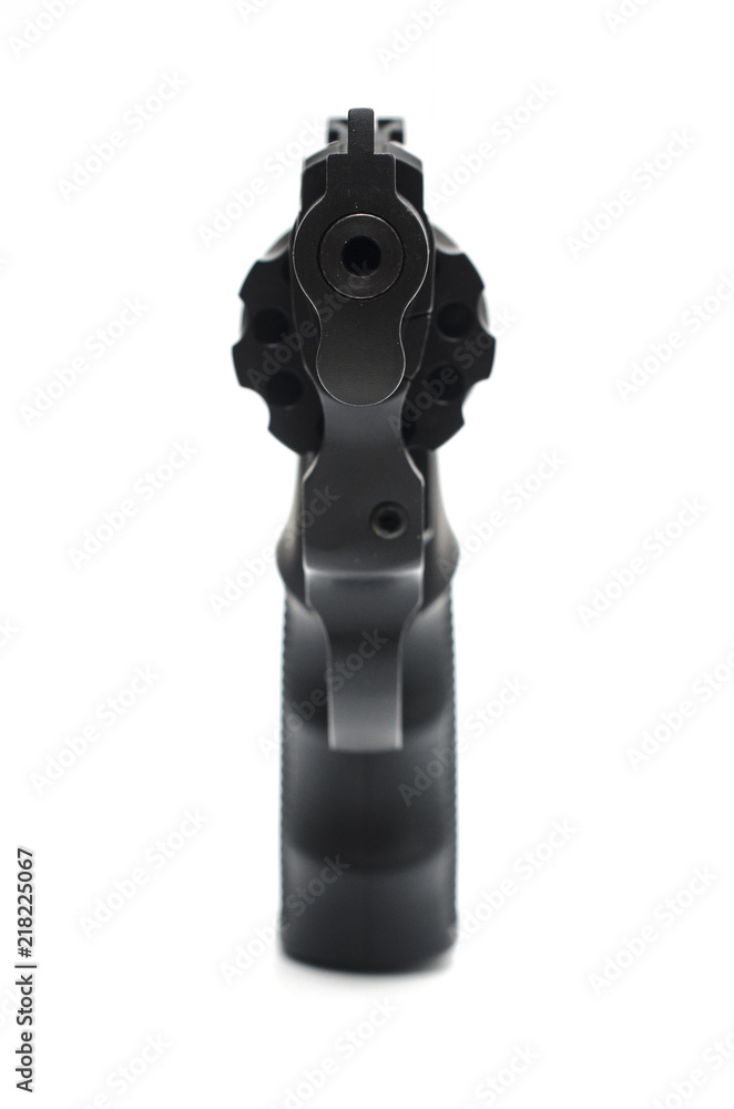 black revolver on white Stock Photo | Adobe Stock
