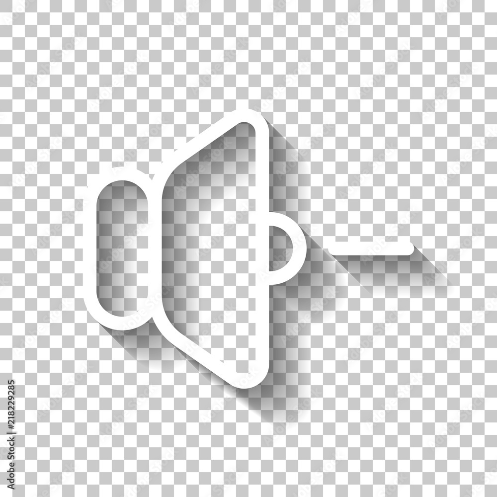 volume minus icon. White icon with shadow on transparent backgro Stock ...