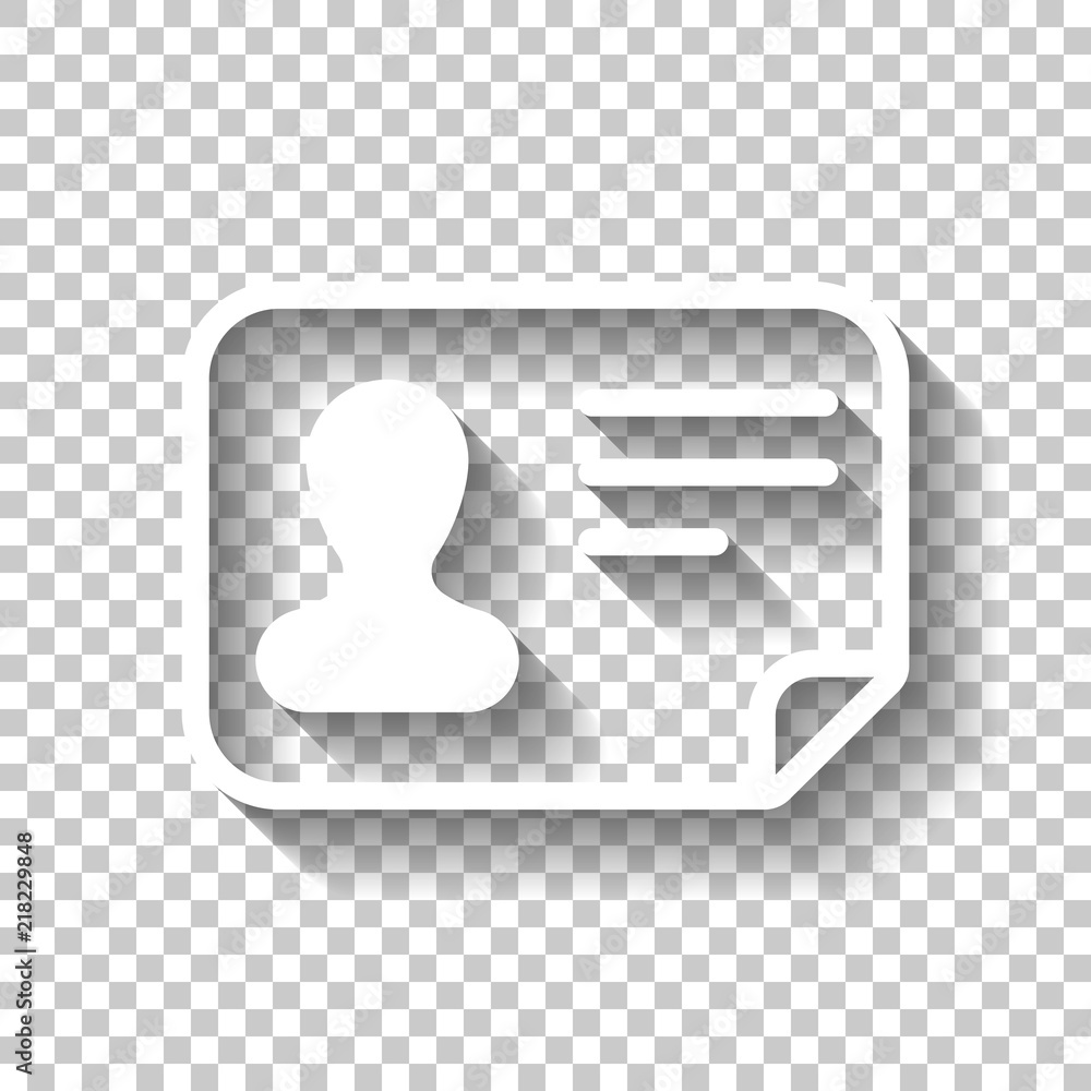 Identification card icon. ID profile. White icon with shadow on Stock ...