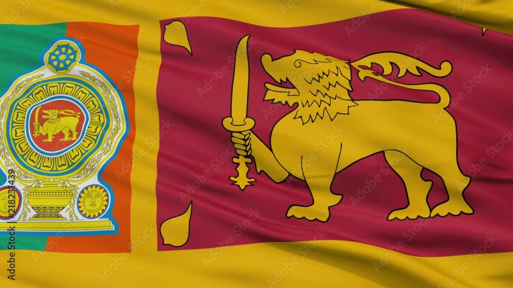 Sri Lankan Army Flag, Closeup View Realistic Animation Seamless Loop ...