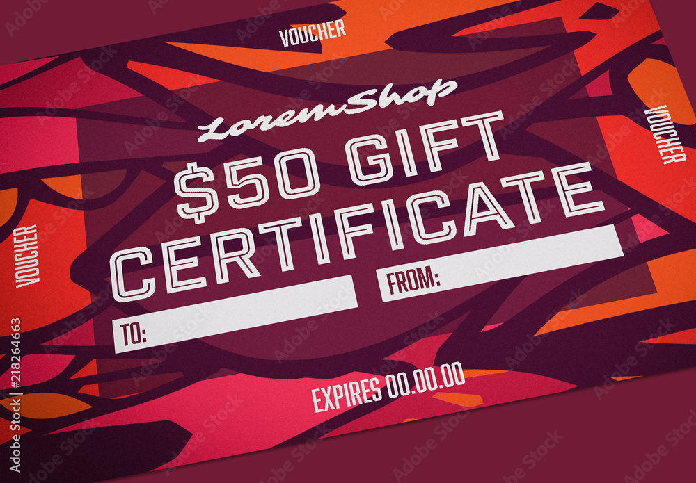 Gift Certificate Layout with Background Pattern Stock Template | Adobe ...