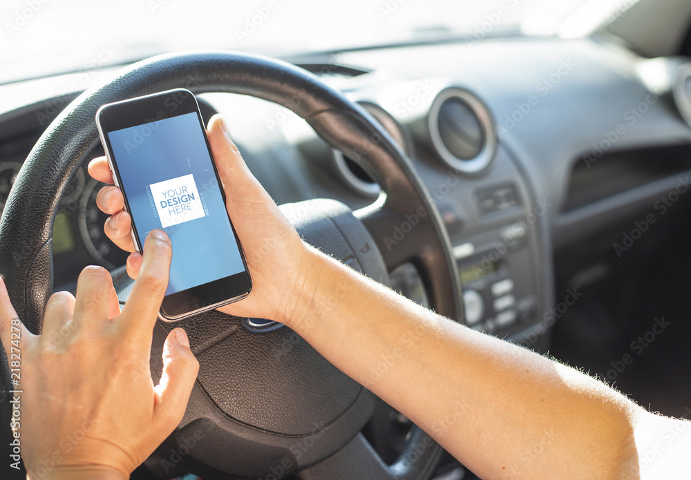 Smartphone in Car Mockup Stock Template | Adobe Stock