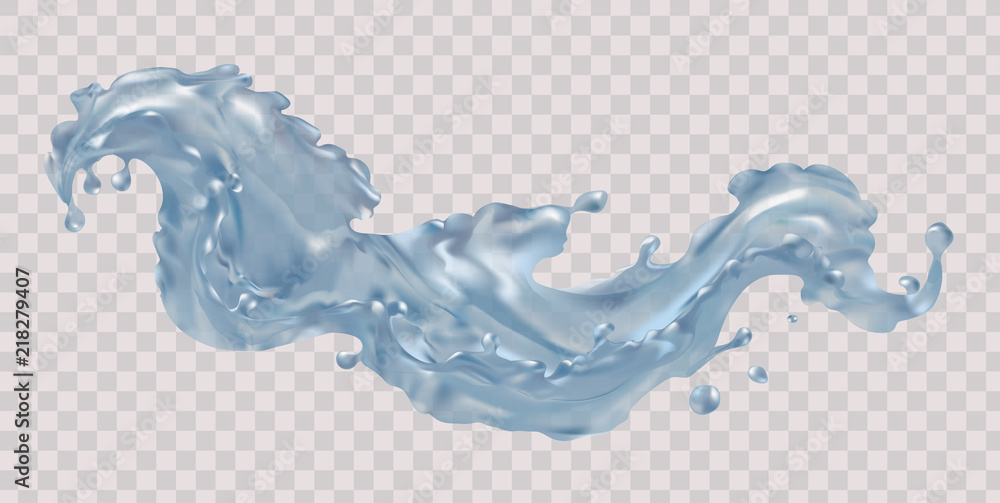 Transparent water wave splash in vector illustration isolated on white ...